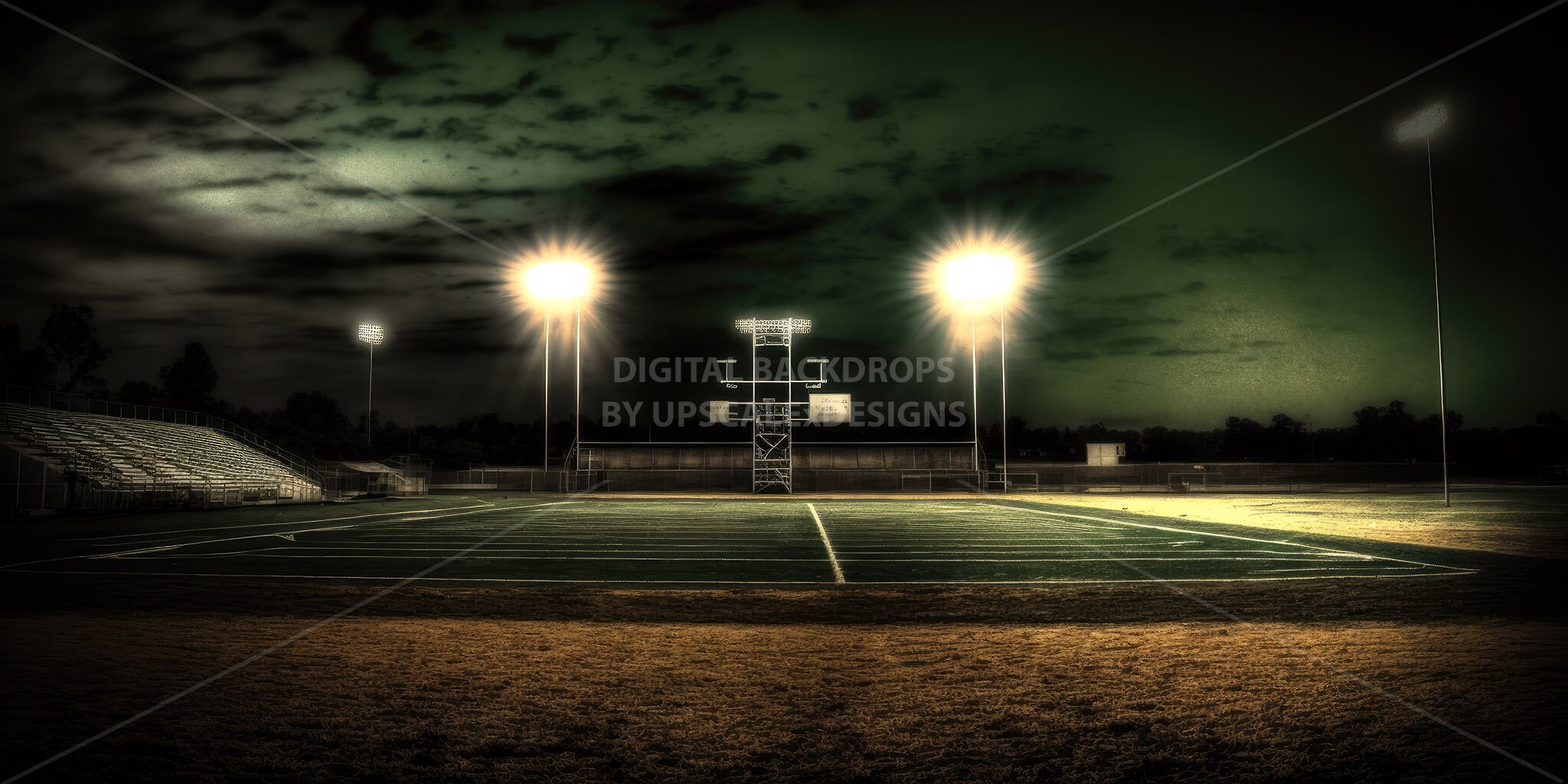 Night Football Field Backdrop V1, Set of 5, Digital Photo Sports ...