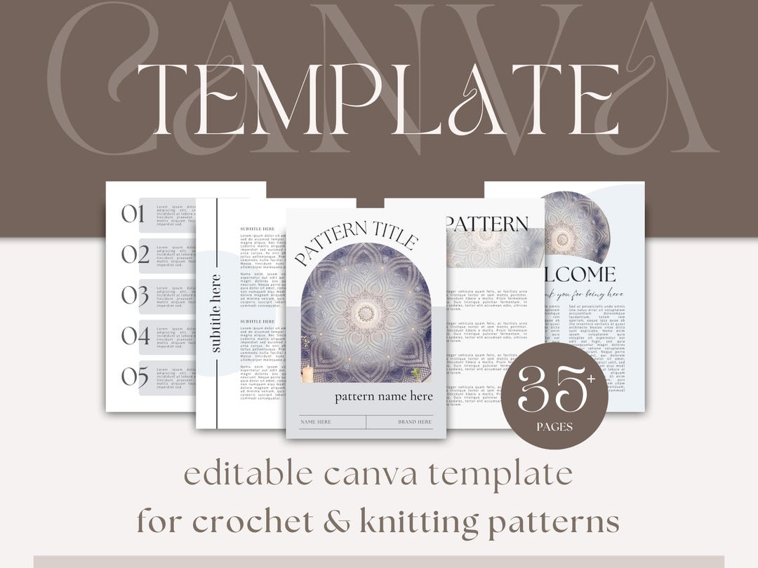 Template for Knitting Patterns Editable Canva Template Pattern Template ...