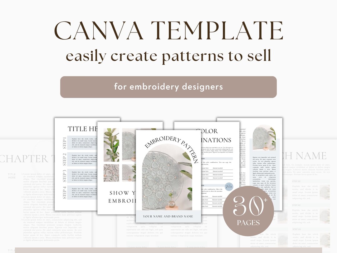 Template for Embroidery Patterns | Editable Canva Template | Pattern ...