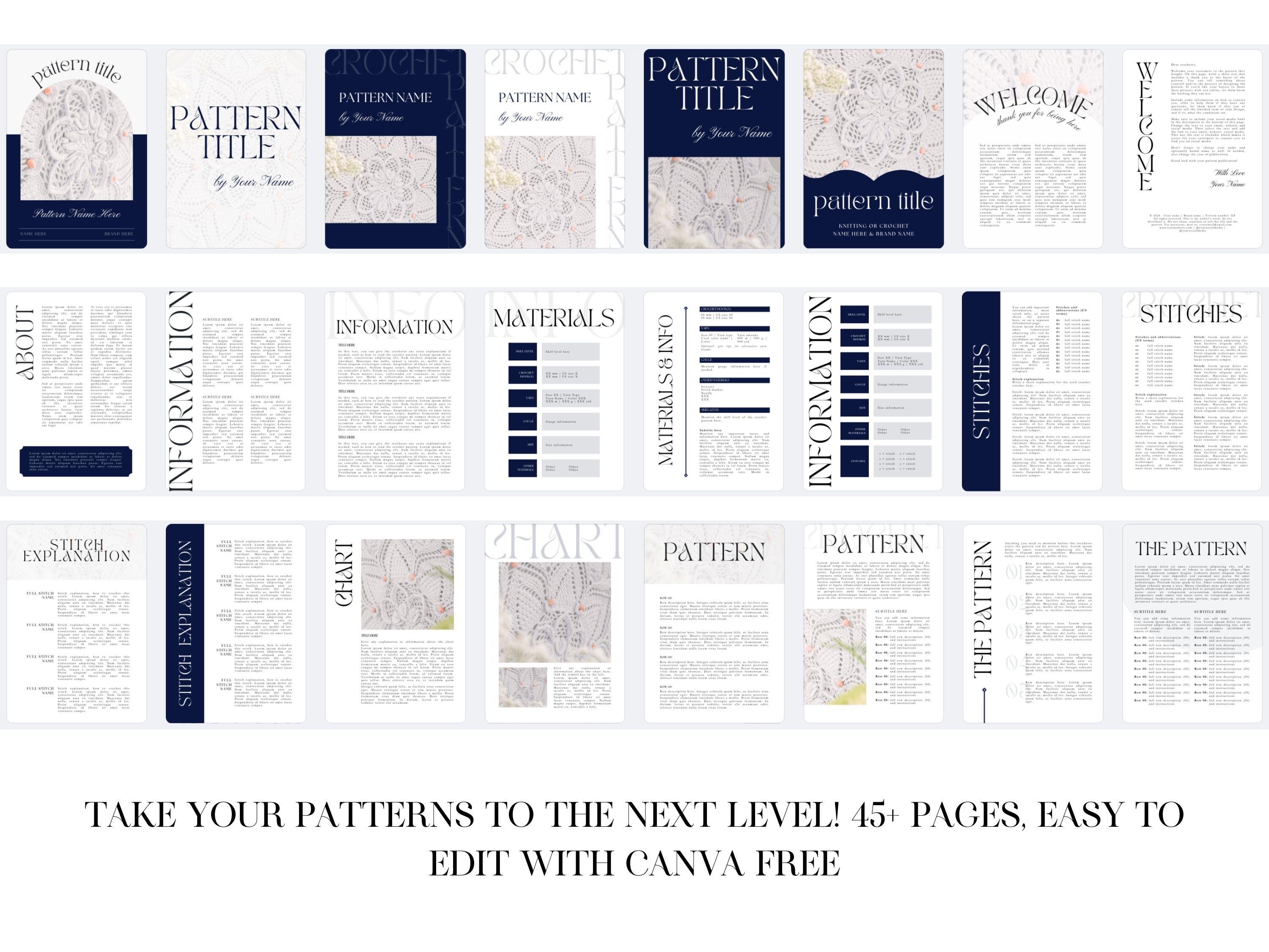 Template Classy for Crochet Patterns | Editable Canva Template ...