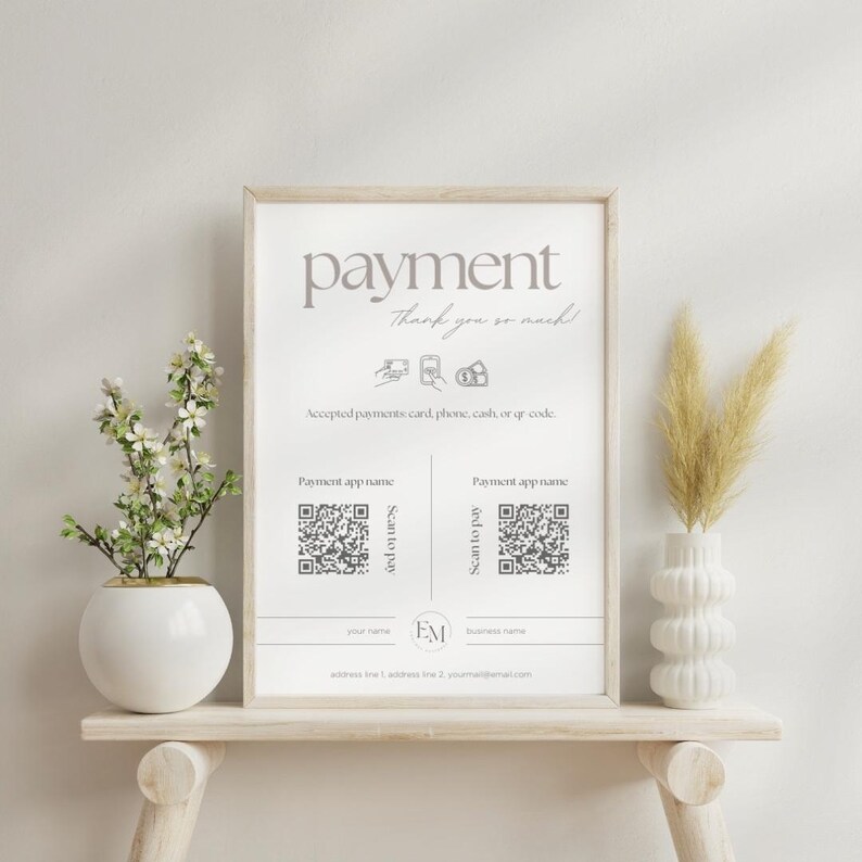 Template for Payment Display | Craft Market Paying Sign | Display ...