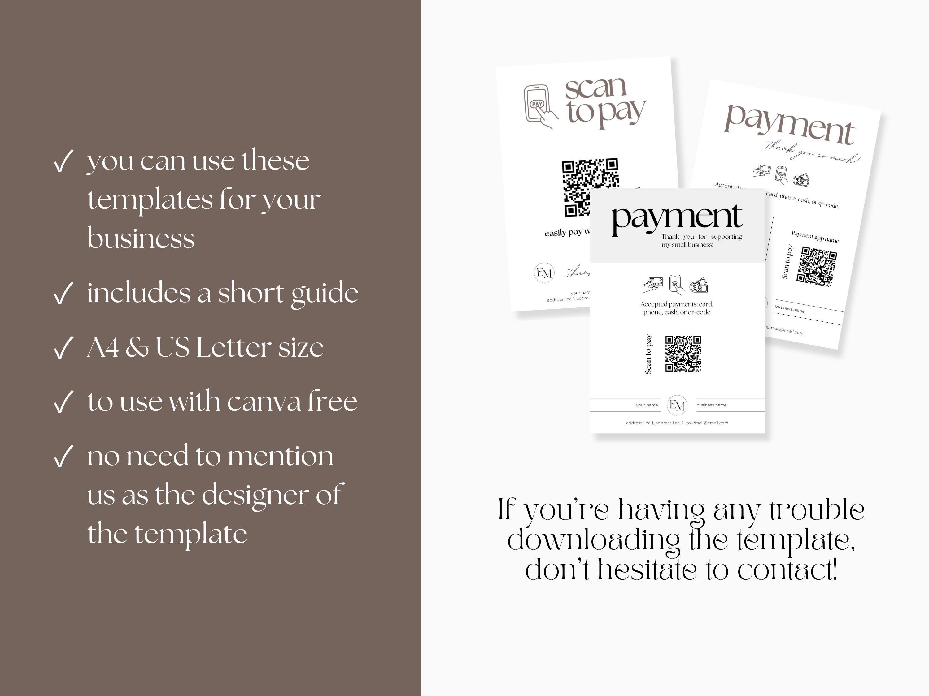 Template for Payment Display | Craft Market Paying Sign | Display ...