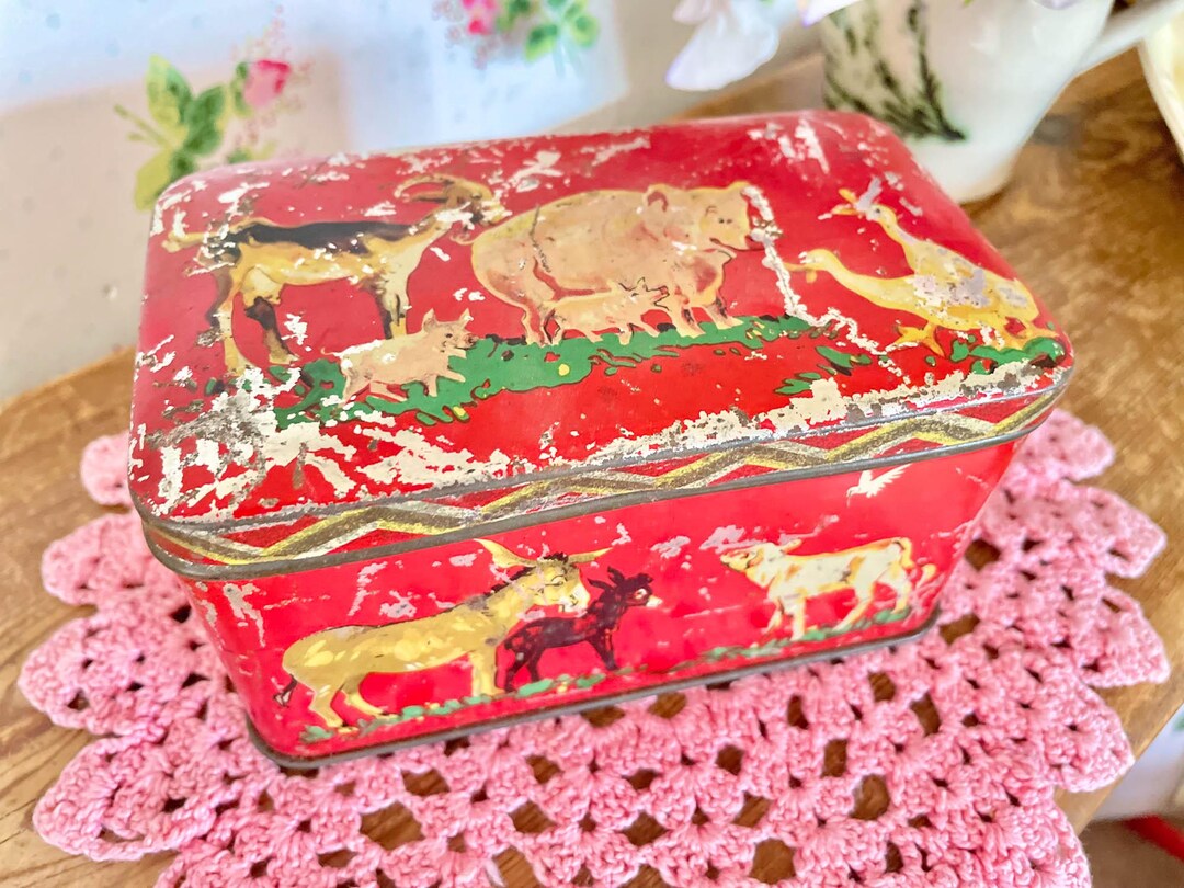 Vintage Tin/storage Tin/vintage Floral Tin /vintage Industrial /rusty ...