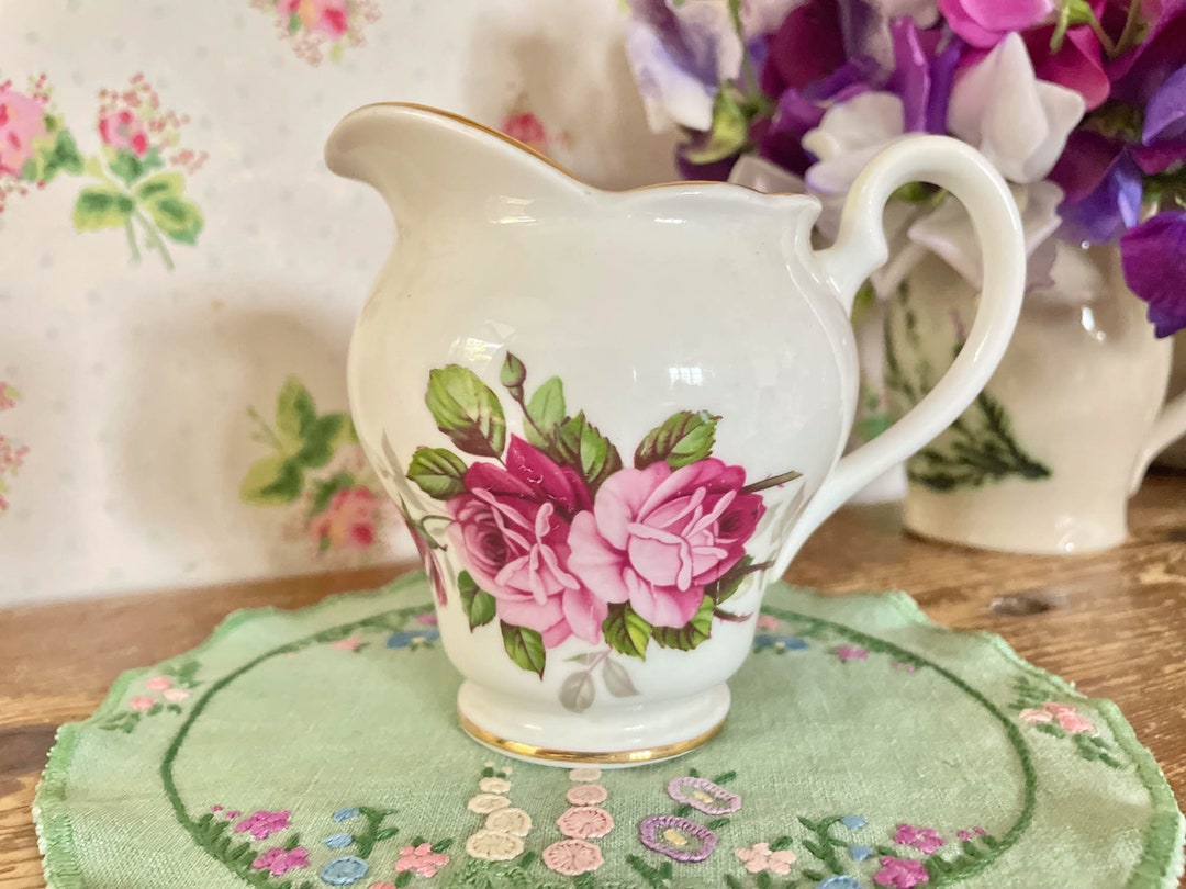 Vintage Jug/vintage Pink Rose/pink Flower China Jug/china Jug/rose Jug ...