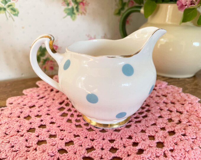 Vintage Jug/blue China Jug/blue Polka Dot Jug/pottery Jug/vintage Decor ...