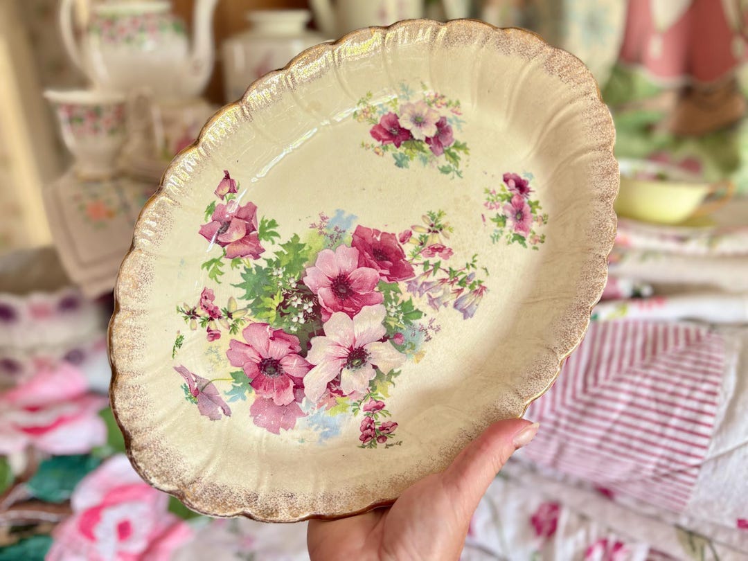 Vintage Dish/anemone China/floral China/chintz /large Dish / Soap Dish ...