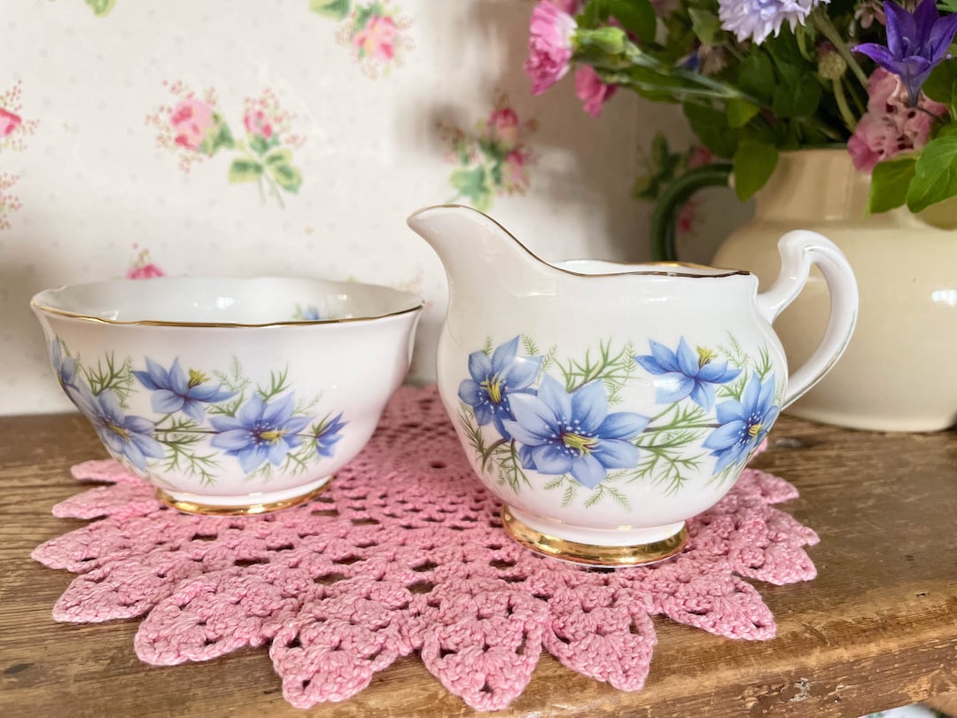Vintage Jug and Bowl Set/vintage Bowl/blue Flower China Jug/china Jug ...