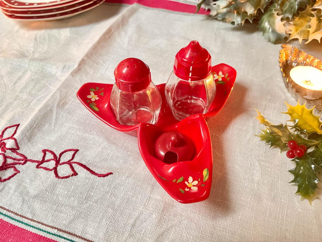 Vintage Salt and Pepper Shakers/vintage Plastic Cruet Set /vintage Red ...