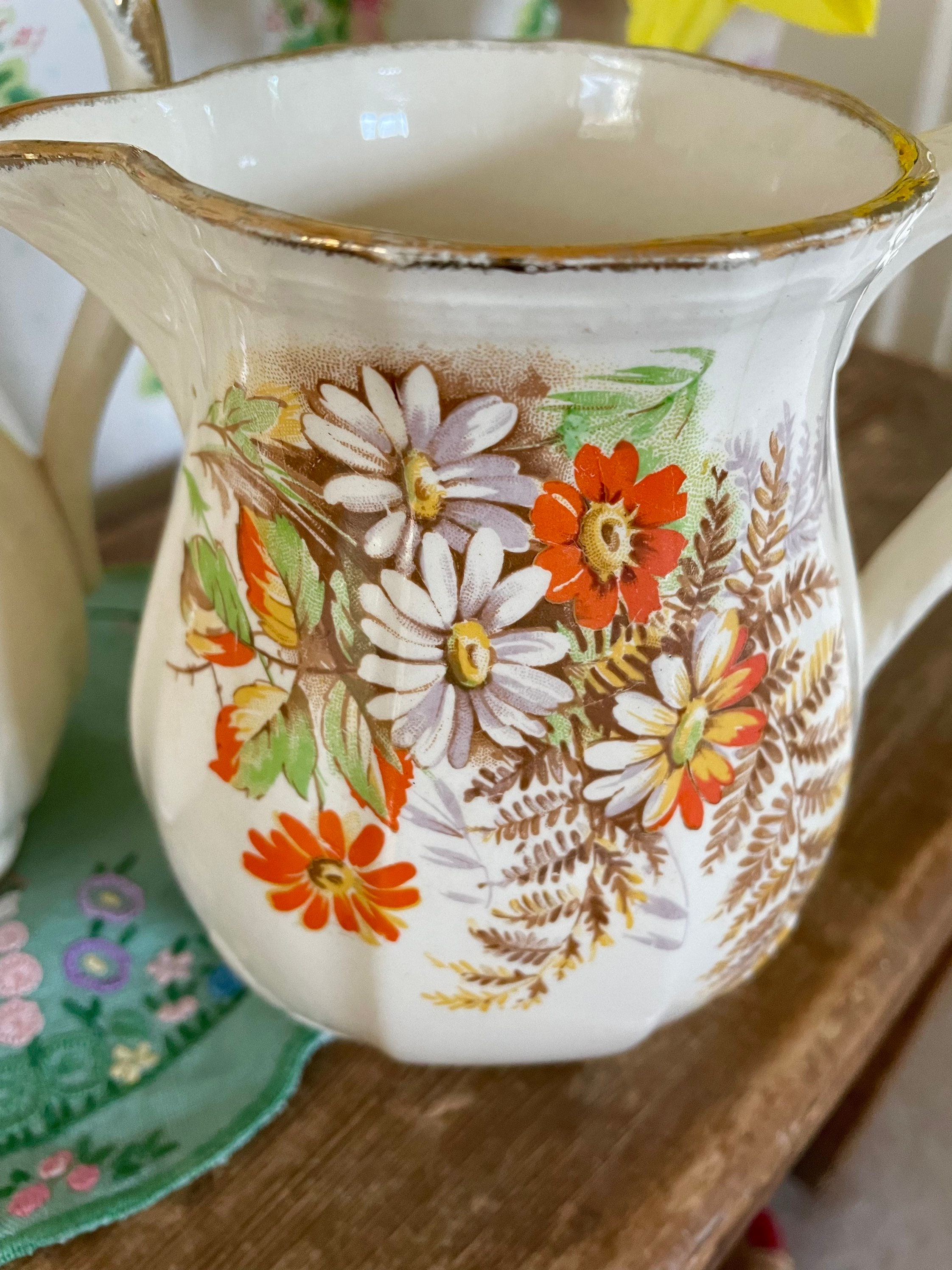 Vintage Jug/floral China Jug/orange China Jug/pottery - Etsy
