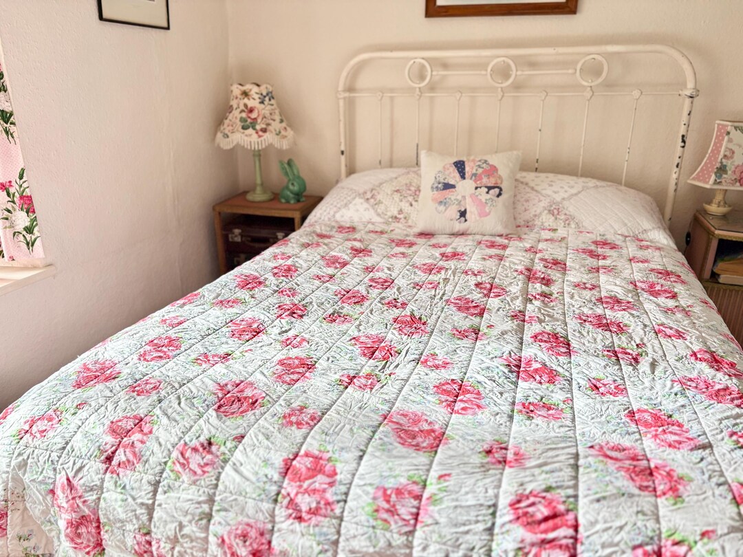 Cath Kidston Vintage Style Quilt: Rosy Floral Double Bed Cover - Etsy