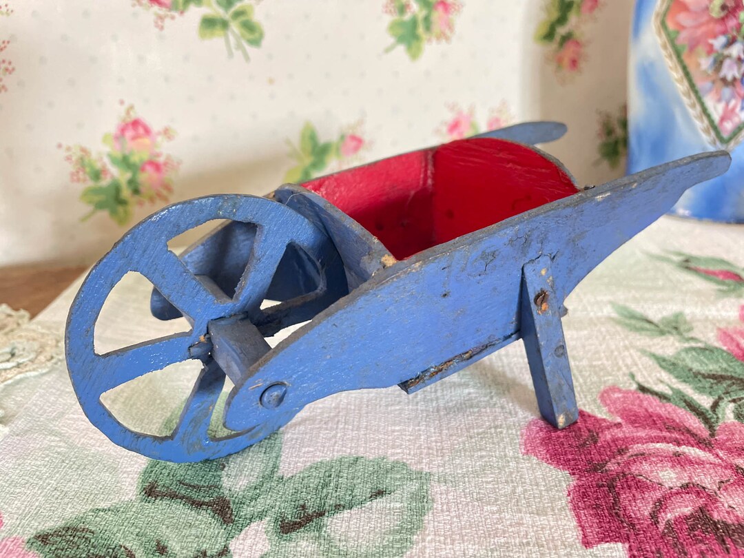 Vintage Wooden Wheelbarrow, Childs Wheelbarrow, Dolls House Wheelbarrow ...