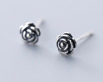 Sterling Silver Vintage Rose Type B Stud Earrings Sterling - Etsy