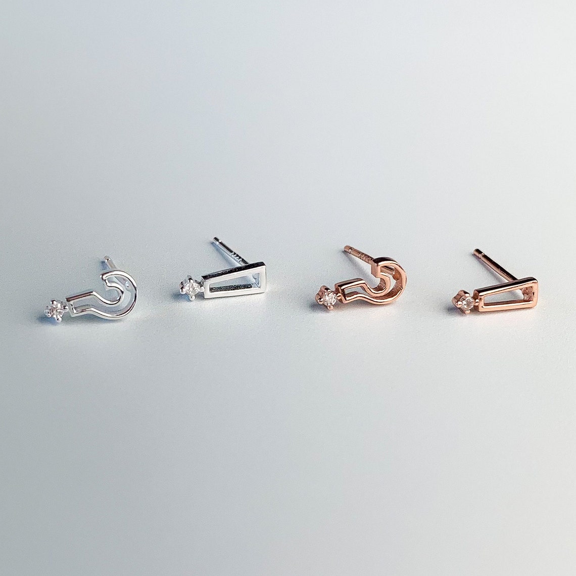 Symbol Sterling Silver Stud Earrings Question Mark Earring - Etsy