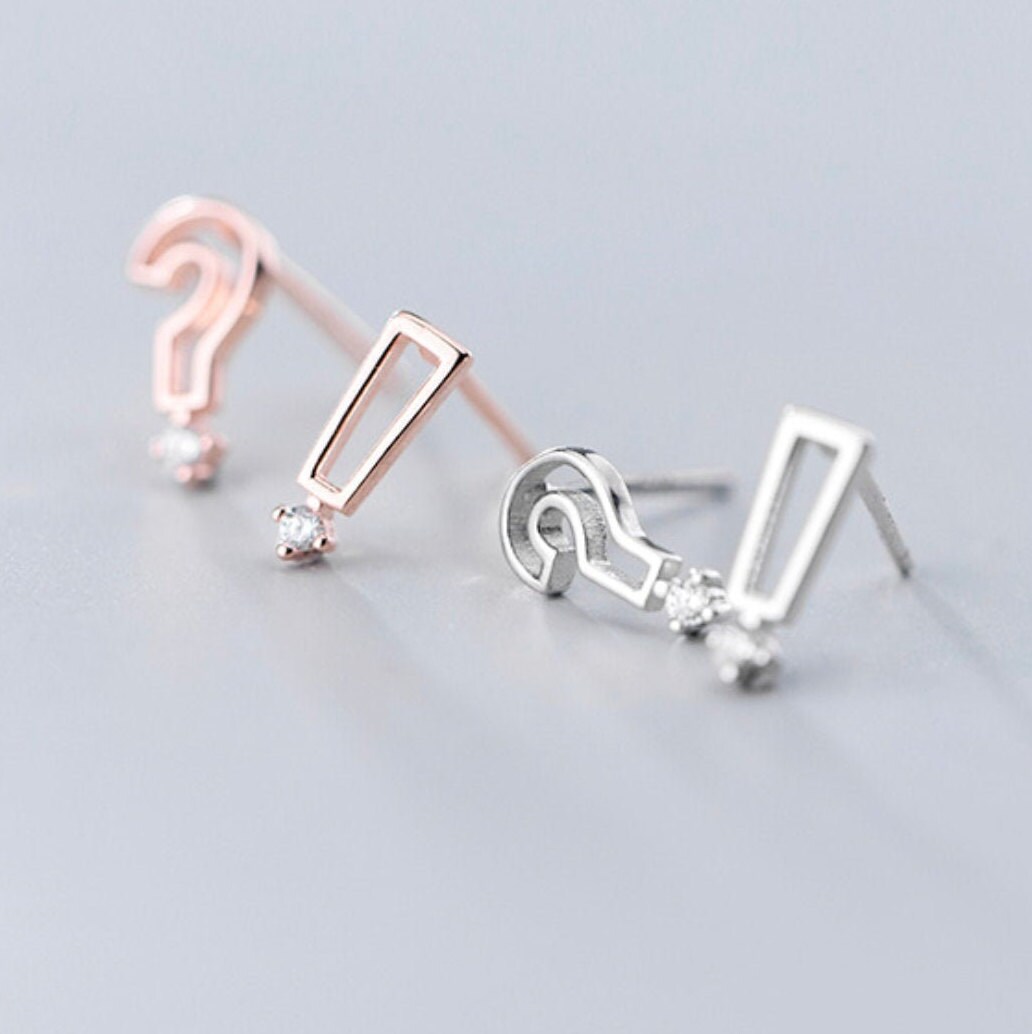 Symbol Sterling Silver Stud Earrings Question Mark Earring | Etsy