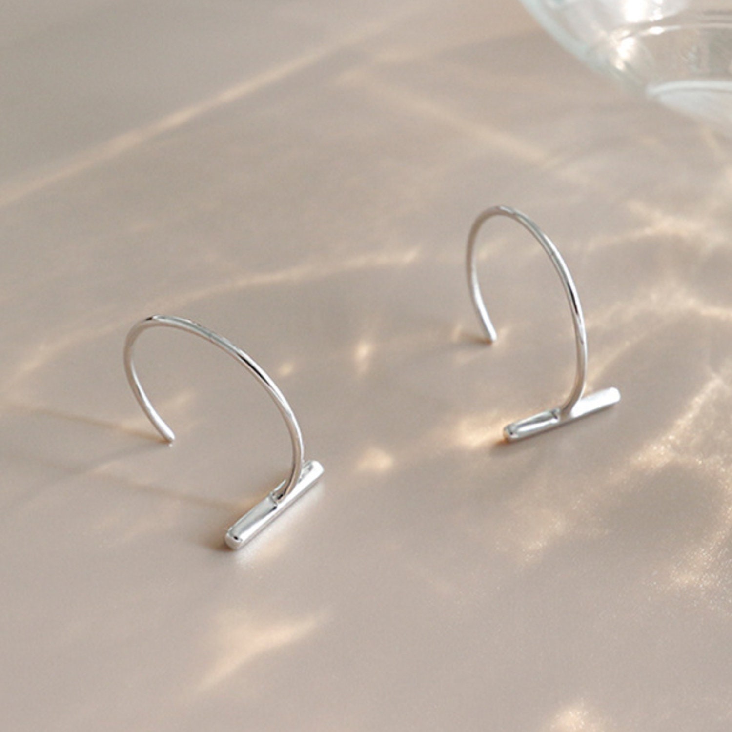 Open Hoop Earrings Earrings Silver Bar Earrings Edgy | Etsy