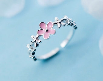 Pink Flower Ring | Etsy