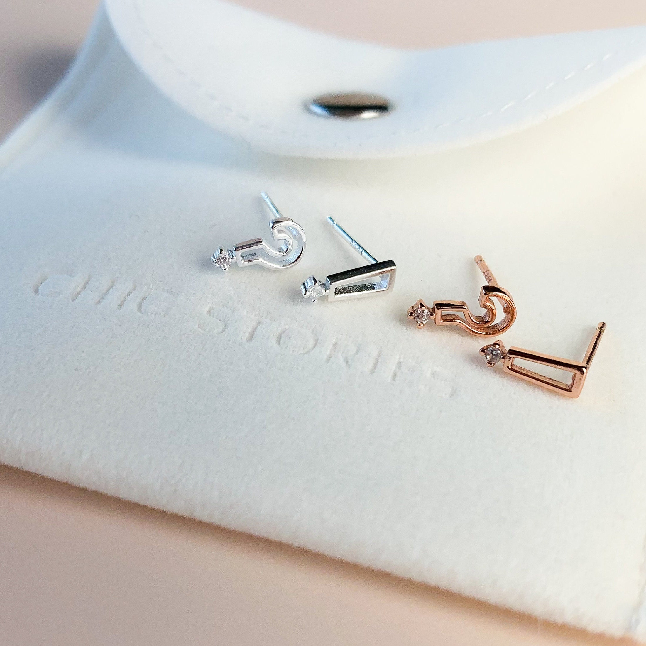 Symbol Sterling Silver Stud Earrings Question Mark Earring - Etsy