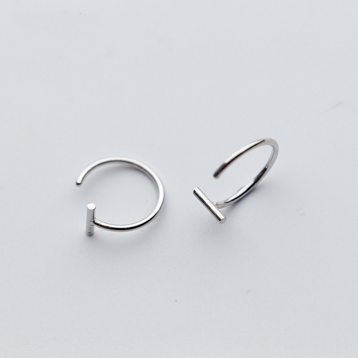 Open Hoop Earrings Earrings Silver Bar Earrings Edgy | Etsy