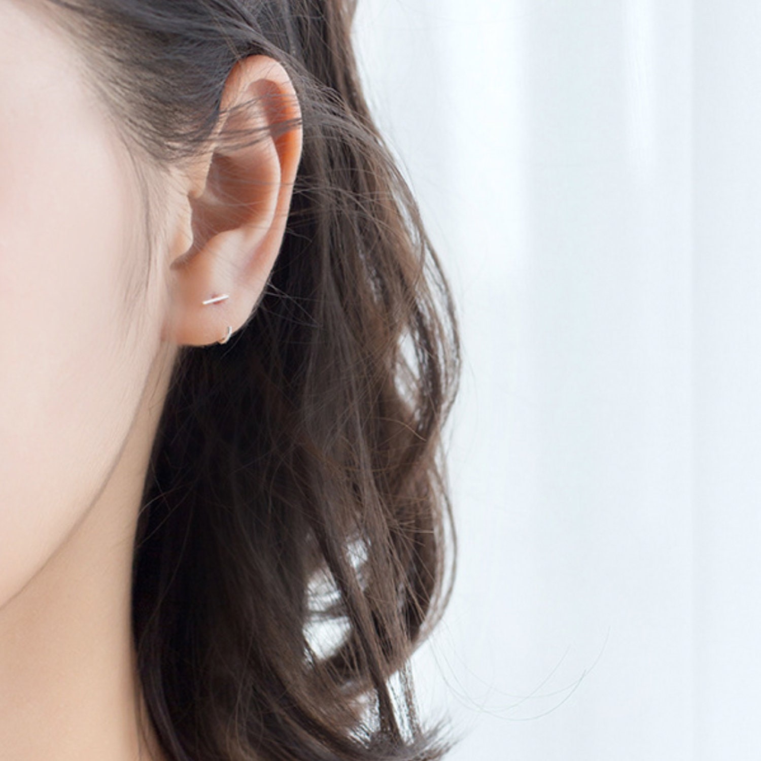 Open Hoop Earrings Earrings Silver Bar Earrings Edgy | Etsy