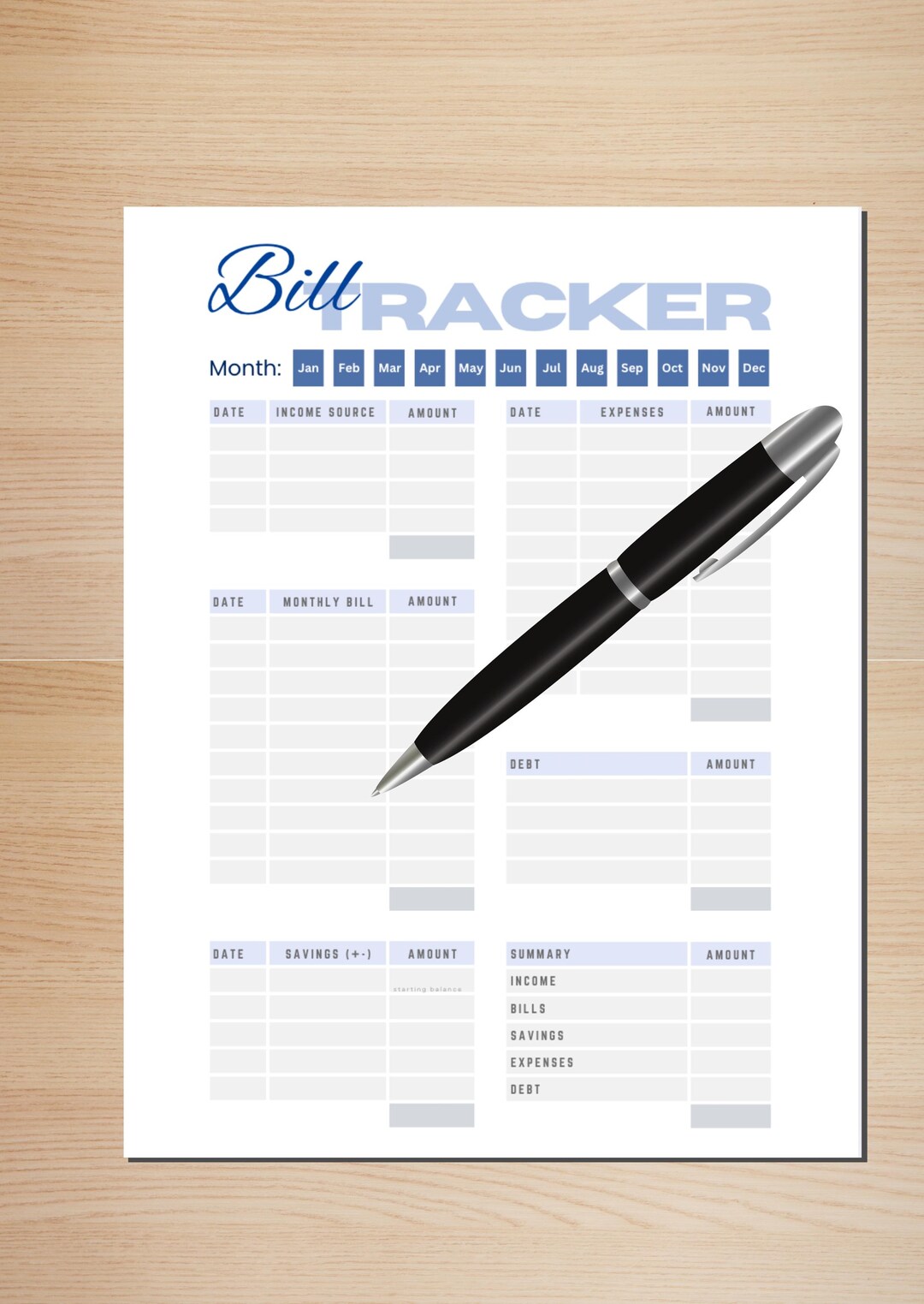 Printable Bill Tracker Monthly Budget Planner Expense Organizer Instant ...