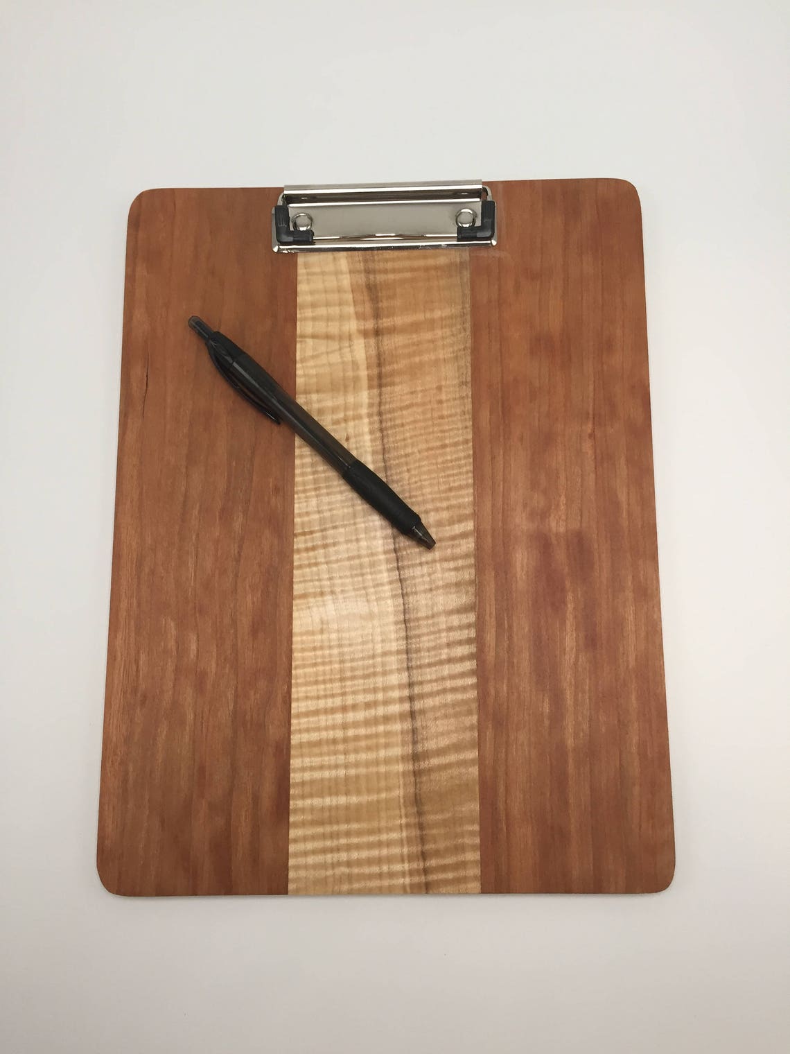 Handmade Cherry and Curly Maple Wood Clipboard | Etsy