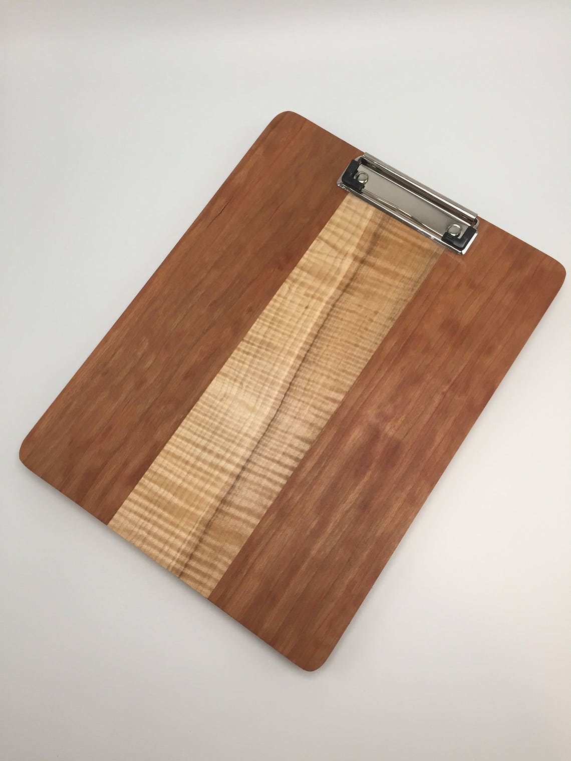 Handmade Cherry and Curly Maple Wood Clipboard | Etsy