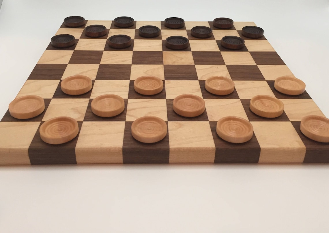 Handmade Walnut and Maple Checkerboard or Chessboard With Checkers - Etsy