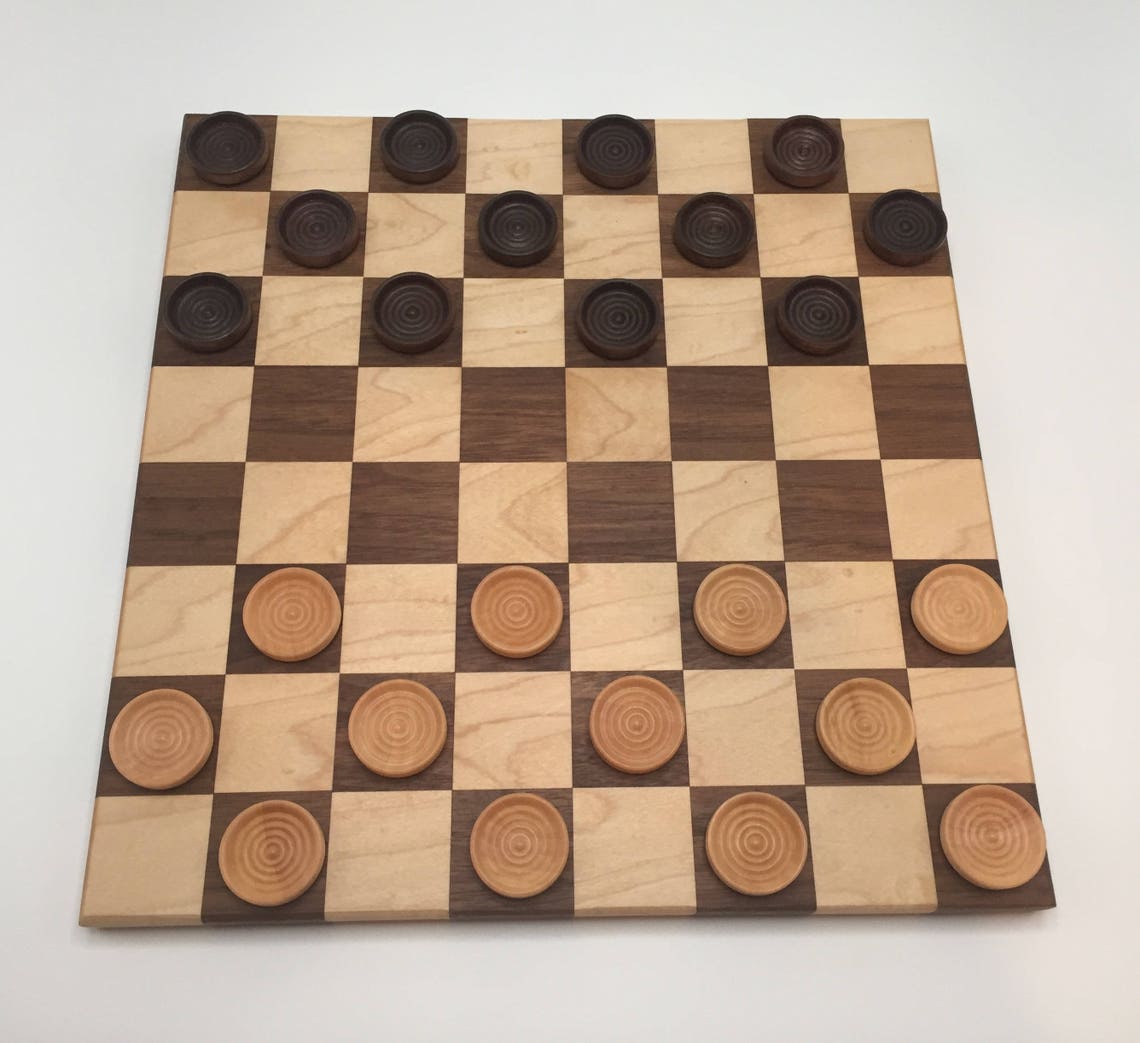 Handmade Walnut and Maple Checkerboard or Chessboard With Checkers - Etsy