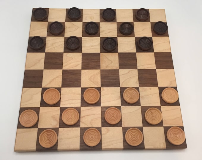 Handmade Walnut and Maple Checkerboard or Chessboard With Checkers - Etsy