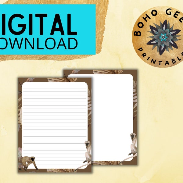 Monkey Writing Paper - Etsy