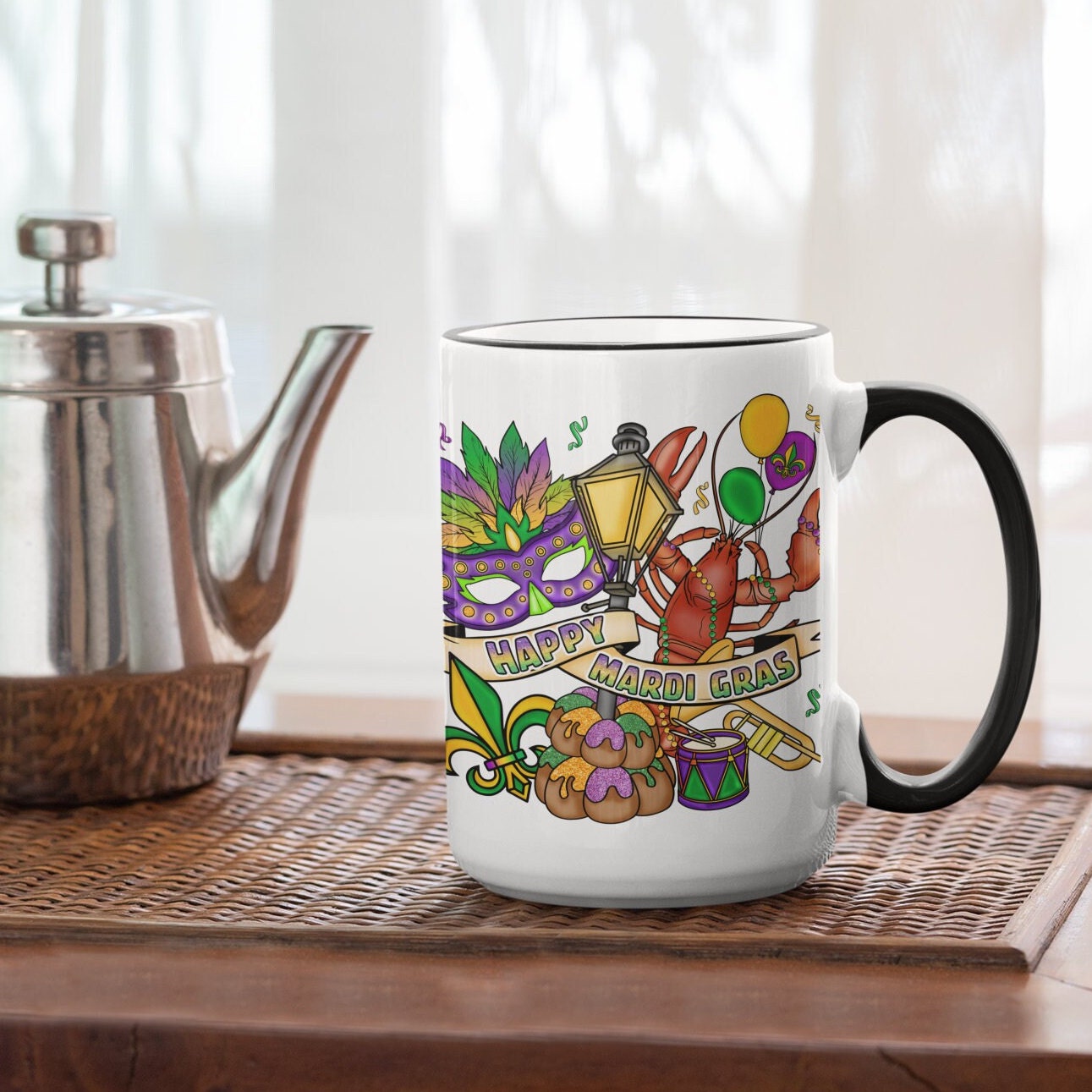 Happy Mardi Gras, Its Mardi Gras Coffee Mug, Mardi Gras Mask, Large ...