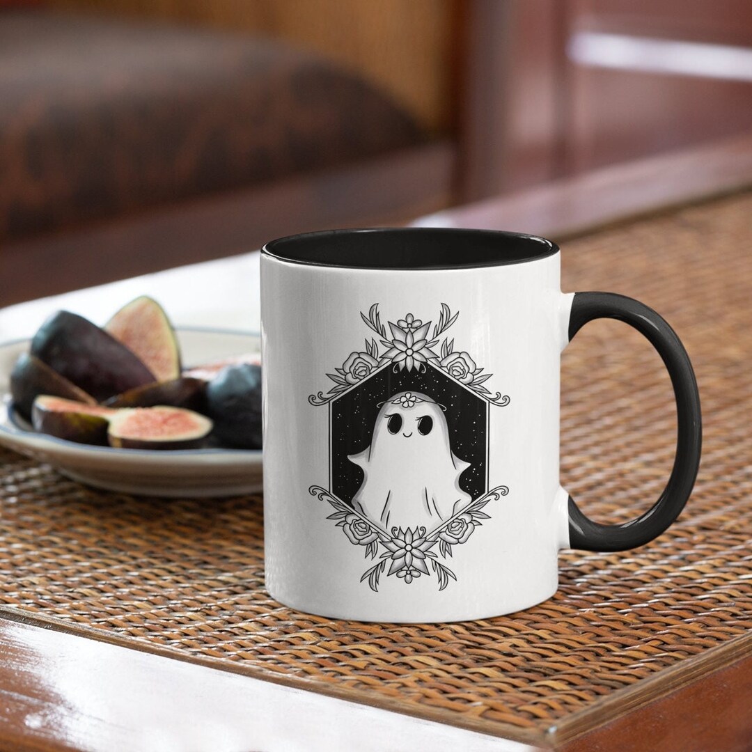 Halloween Floral Ghost Coffee Mug: Spooky Season Cocoa Cup - Etsy