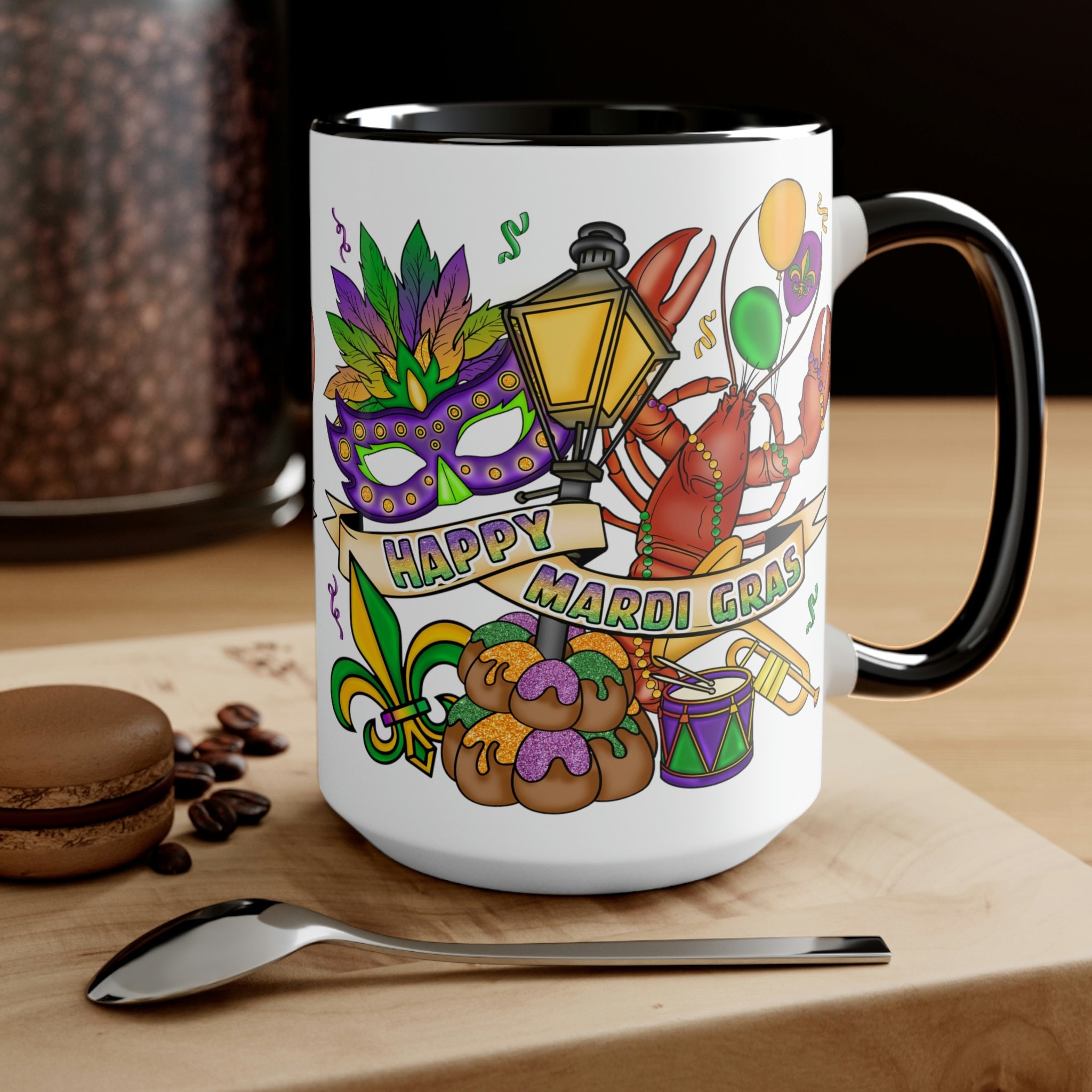 Happy Mardi Gras, Its Mardi Gras Coffee Mug, Mardi Gras Mask, Large ...