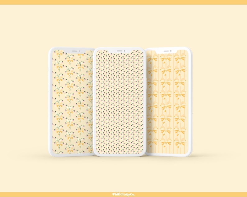 Yellow Phone Wallpapers Pack | 12 Yellow Bow Patterns + 5 Bonus Quote ...