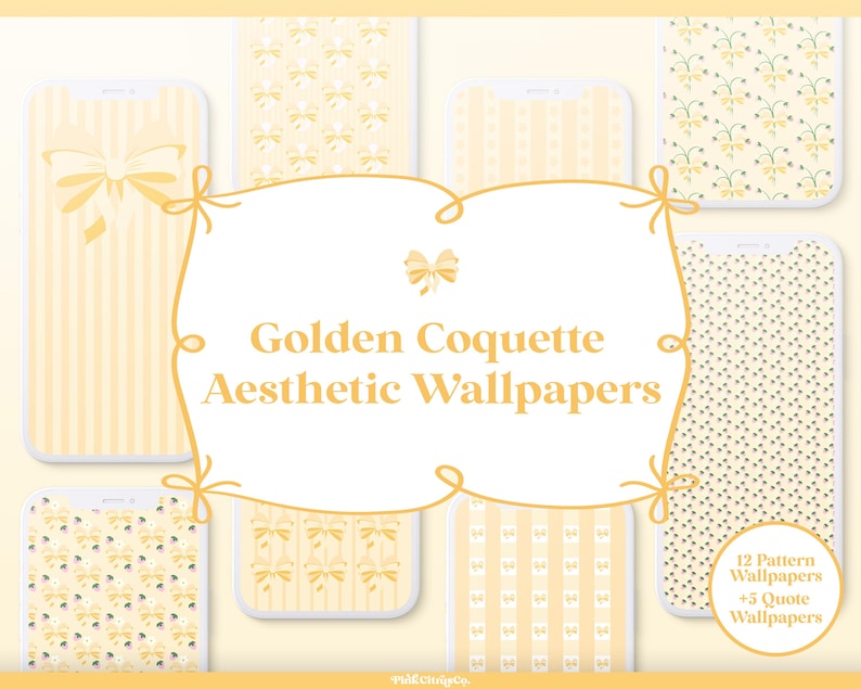 Yellow Phone Wallpapers Pack | 12 Yellow Bow Patterns + 5 Bonus Quote ...