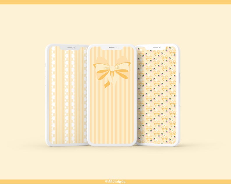 Yellow Phone Wallpapers Pack | 12 Yellow Bow Patterns + 5 Bonus Quote ...