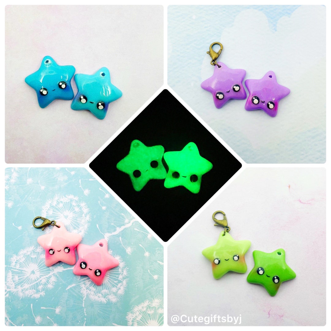 Polymer Clay Jewelry // Kawaii Star Charm - Noctilucent // Pendant ...