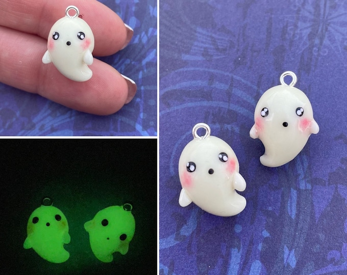 Halloween Ghost Charm, Kawaii Ghost Charm, Polymer Clay Charms ...