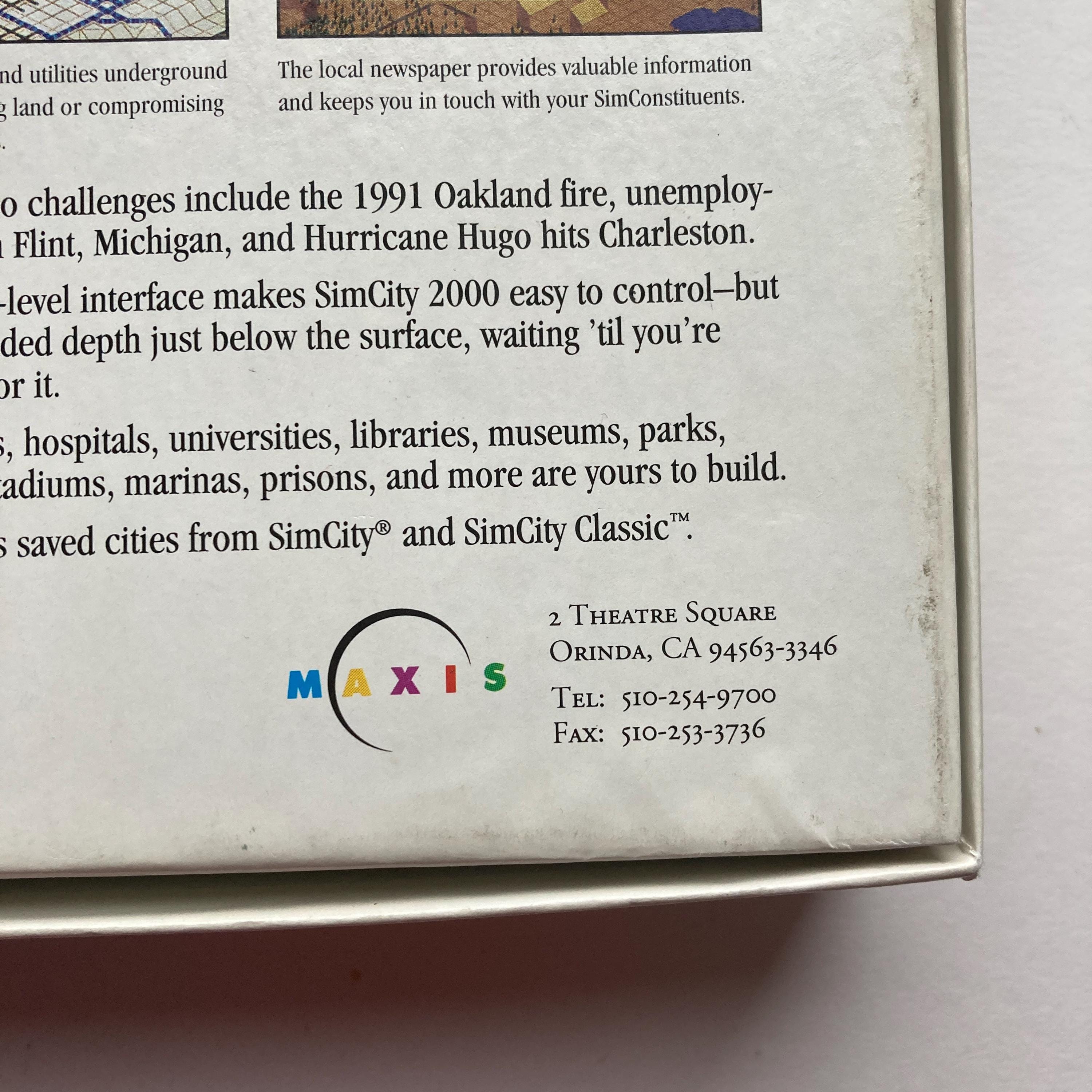 Vintage 1993 Simcity 2000 PC Game: Maxis Big Box Edition With Manuals ...