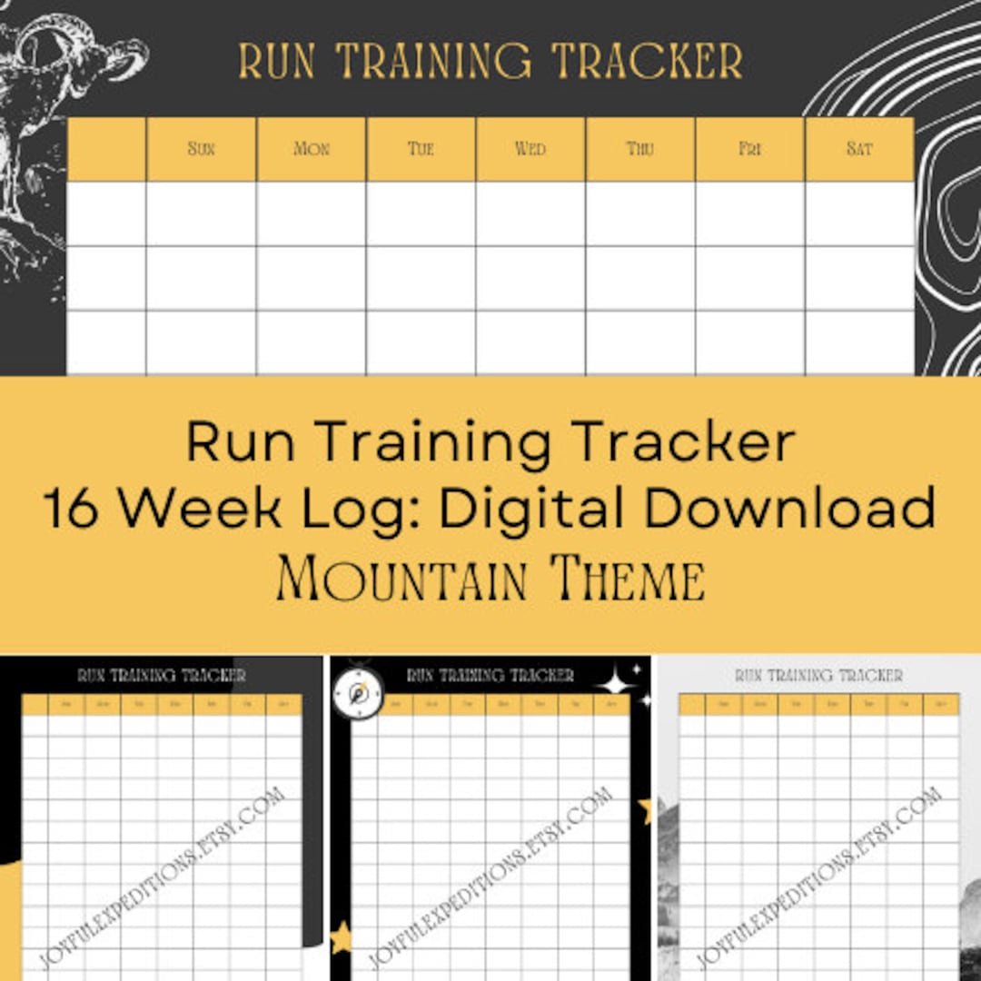 Mountain Run Tracker 16 Week, PNG and PDF Instant Download Printable ...
