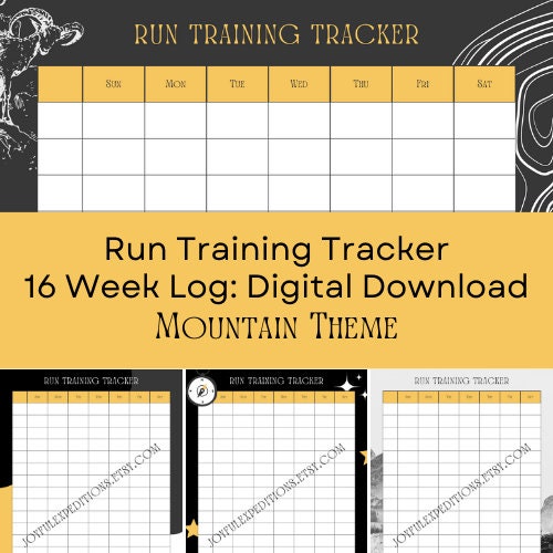 Mountain Run Tracker 16 Week, PNG and PDF Instant Download Printable ...