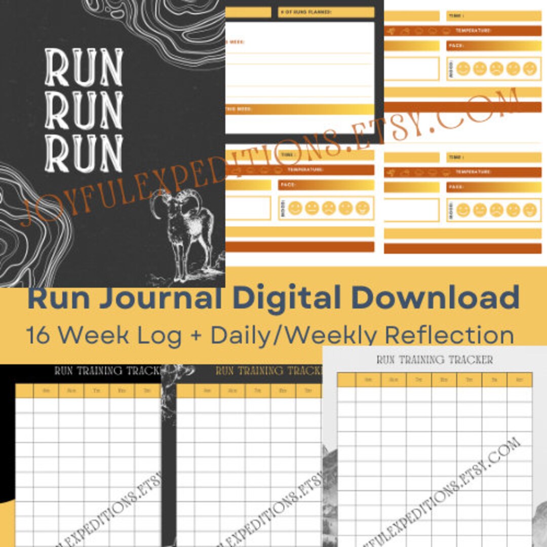 Mountain Run Journal 16 Week, PDF Digital Download Printable | Daily ...
