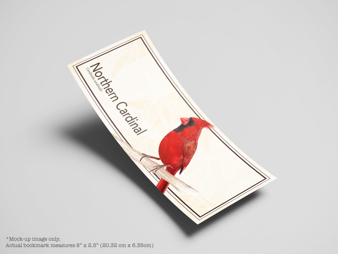 NORTHERN CARDINAL Bird Bookmark, Paper Bookmark, Gift for Bookworms ...