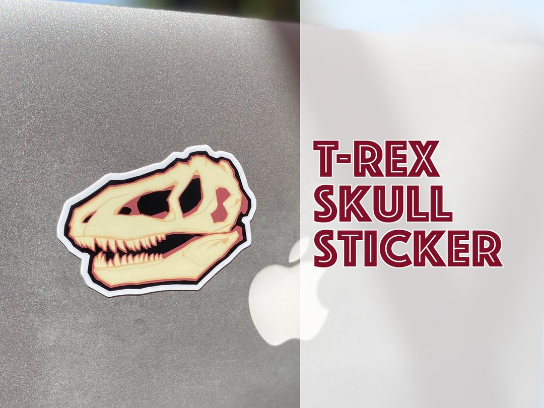 DINOSAUR SKULL STICKER Tyrannosaurus Rex, Dinosaur Sticker, T-rex ...