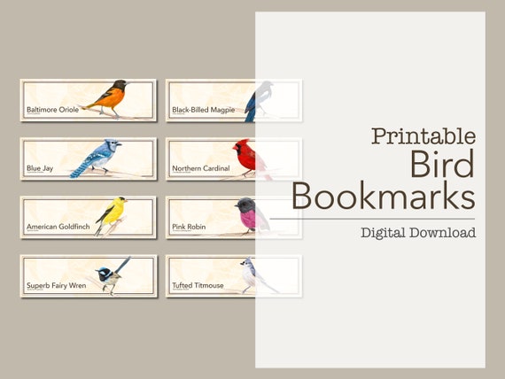 PRINTABLE BOOKMARKS Bird Bookmark Digital Bookmark | Etsy