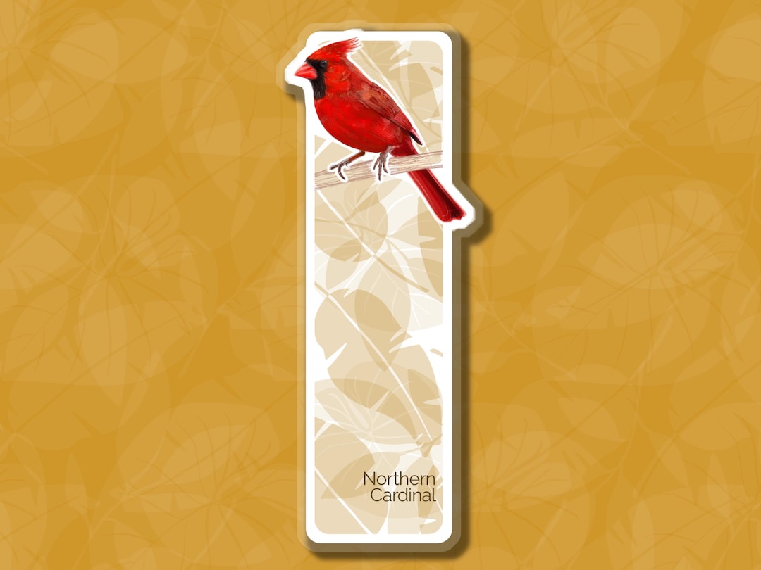 NORTHERN CARDINAL Bird BOOKMARK for Kids Bird Gift for Bookworms, Gift for Book Lovers, Gift for ...