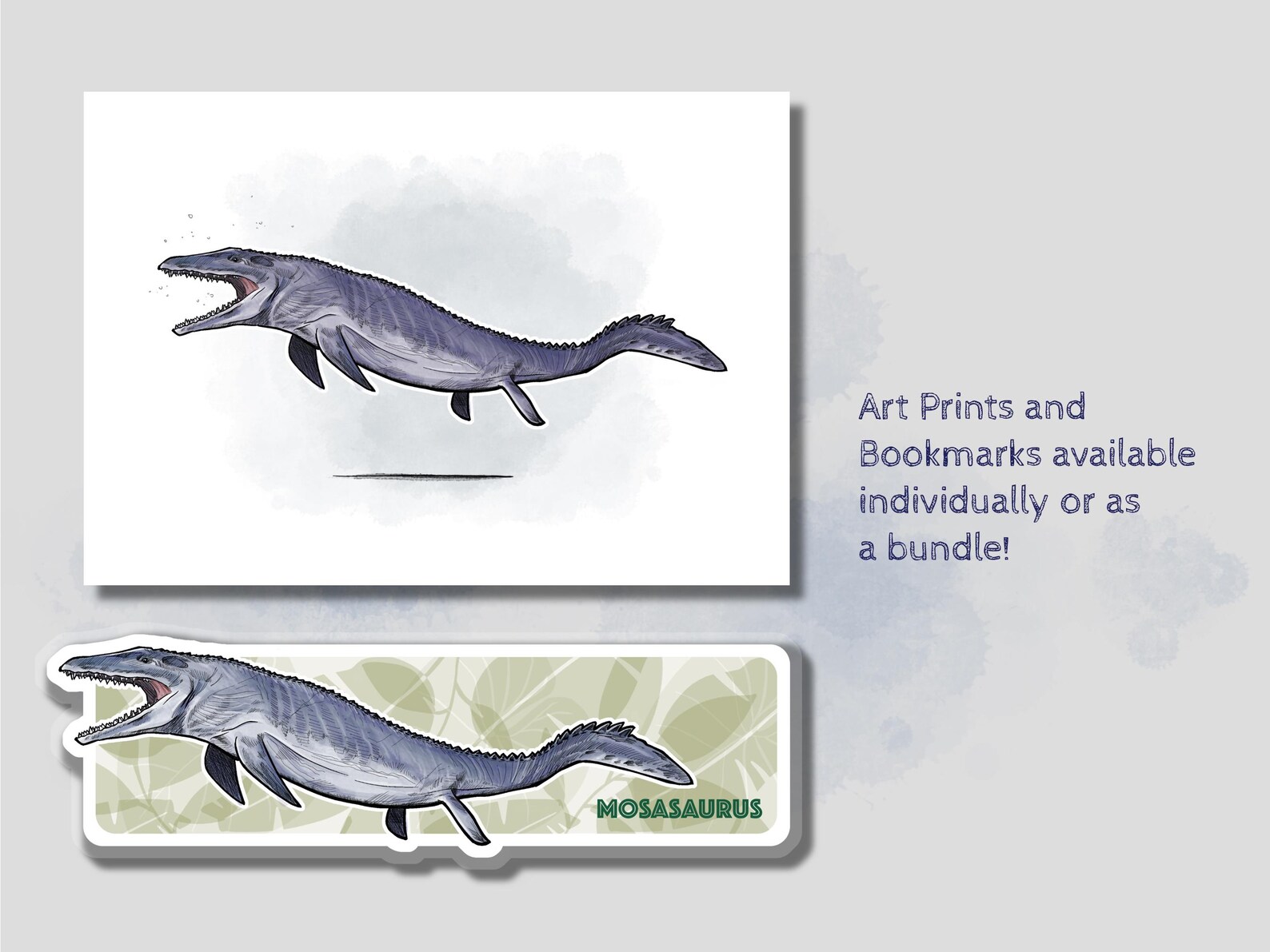 MOSASAURUS 5x7 DINOSAUR Art Print Home Decor of Dinosaur Artwork for ...