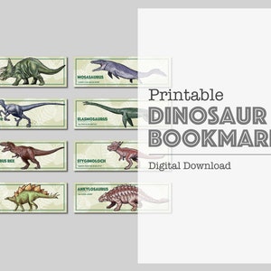 PRINTABLE BOOKMARKS, Dinosaur Bookmark, Digital Download, Instant ...