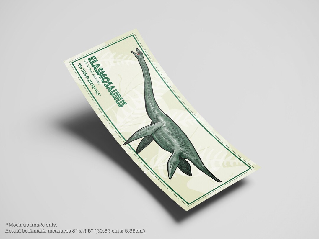 ELASMOSAURUS Dinosaur Bookmark, Paper Bookmark, Page Marker, Dinosaur ...