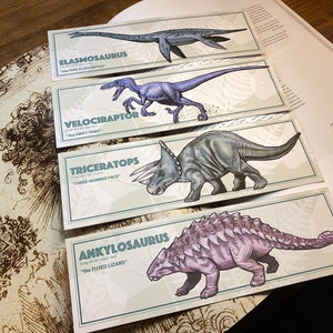 ELASMOSAURUS Dinosaur Bookmark, Paper Bookmark, Page Marker, Dinosaur ...